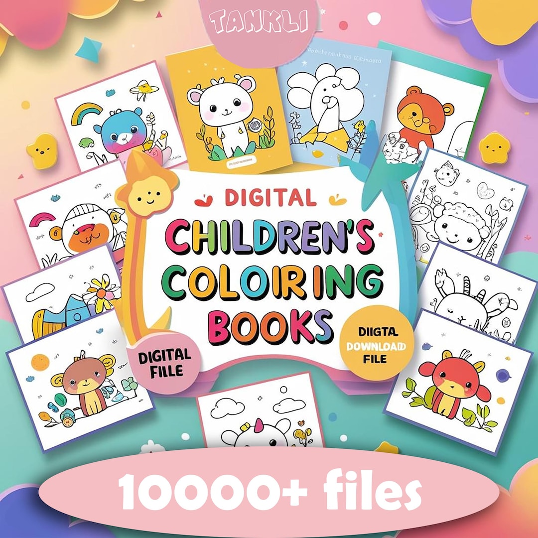 10,000+ Kids Coloring Pages Bundle | Printable Digital Coloring Books ...