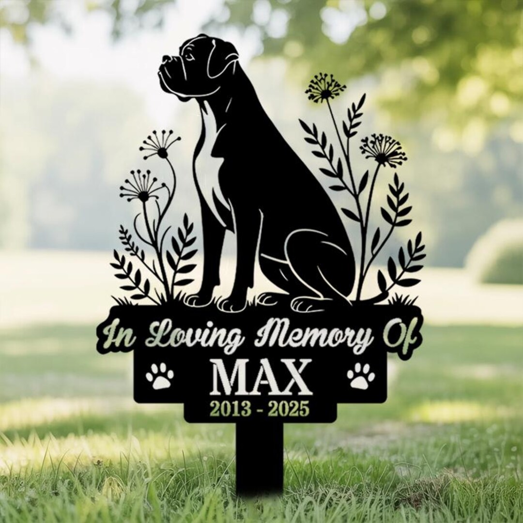 Personalized Boxer Grave Marker, Custom Dog Memorial Stake, Boxer ...
