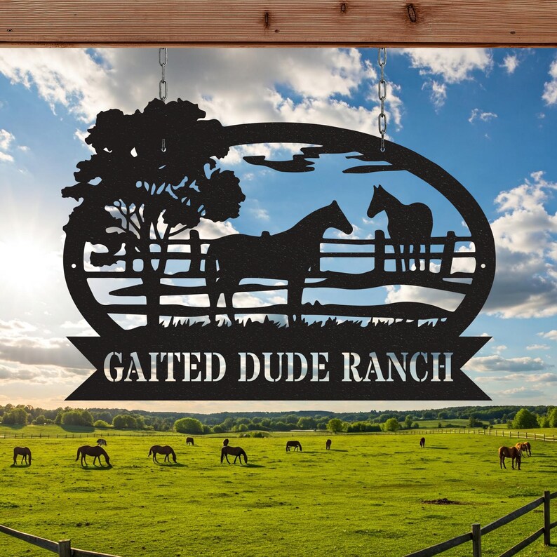Custom Horse Farm Name Sign, Personalized Horses Metal Sign, Horse ...