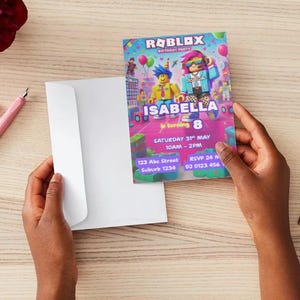 Editable Roblox Birthday Invitation – Canva Template – Kids Party ...