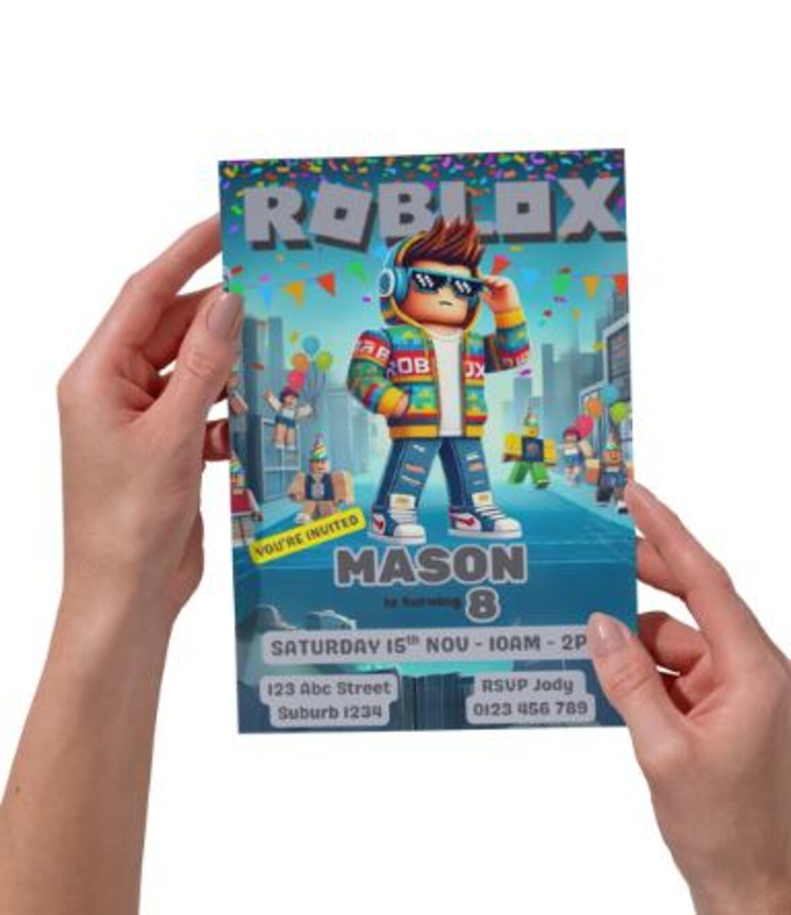 Editable Roblox Birthday Invitation – Canva Template – Kids Party ...