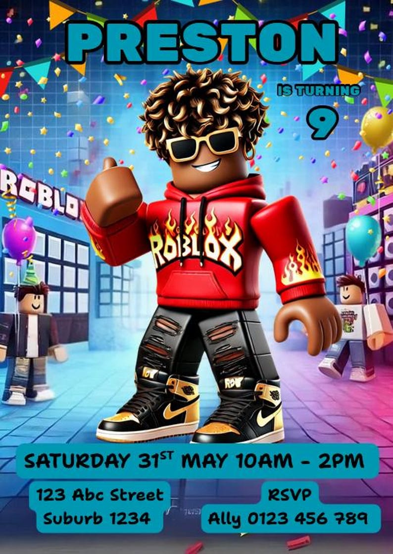 Editable Roblox Birthday Invitation – Canva Template – Kids Party ...