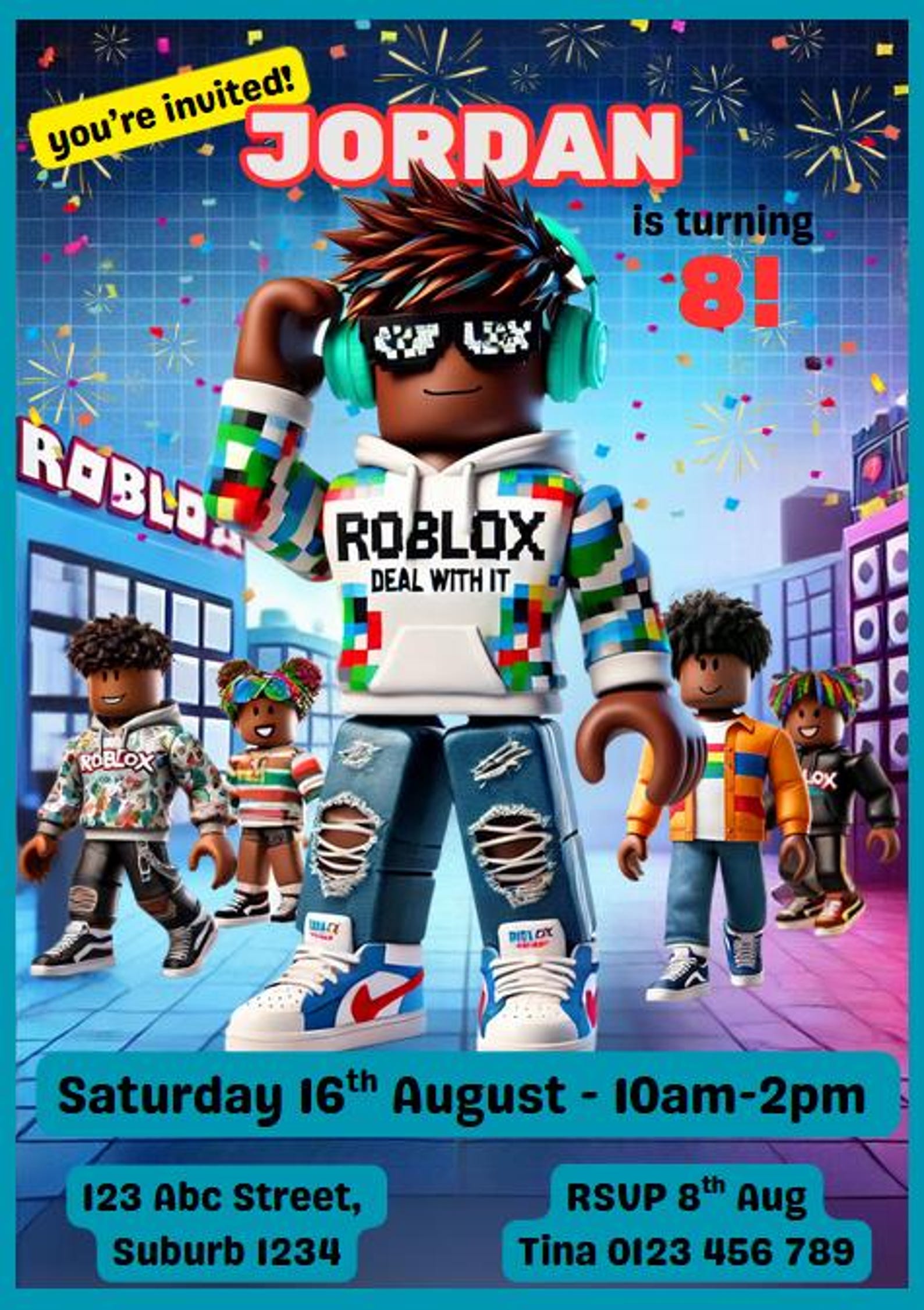 Editable Roblox Birthday Invitation – Canva Template – Kids Party ...