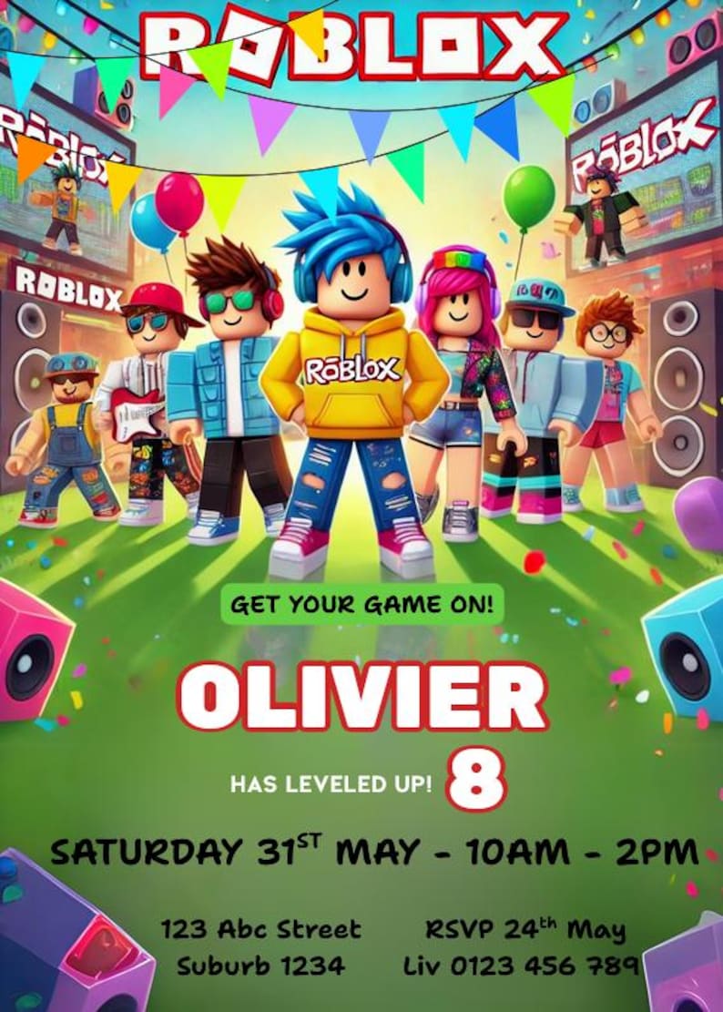 Editable Roblox Birthday Invitation – Canva Template – Kids Party ...