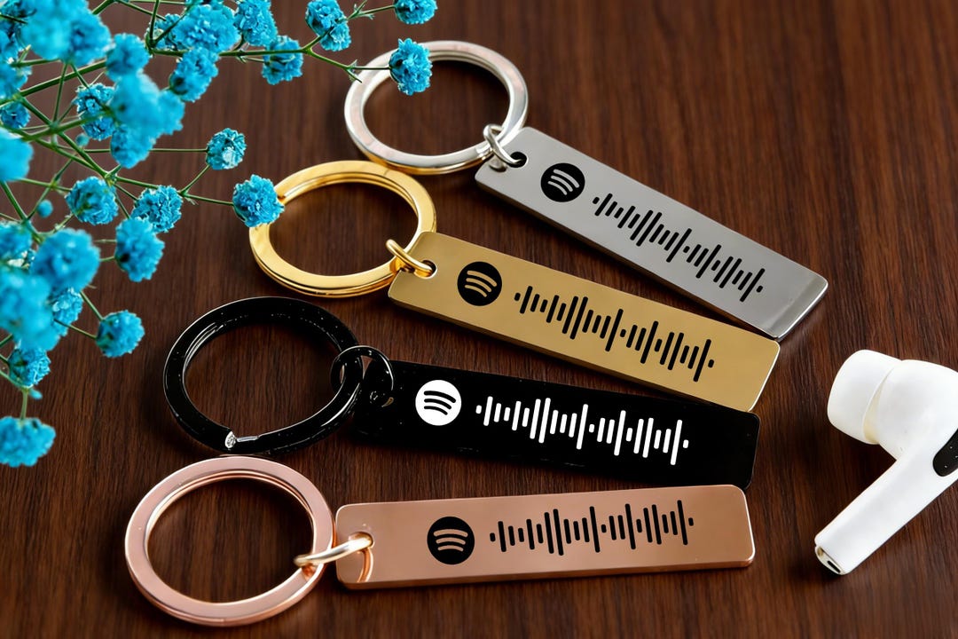 Custom Music Code Keyring, Personalised Spotify Keychain, Scannable ...