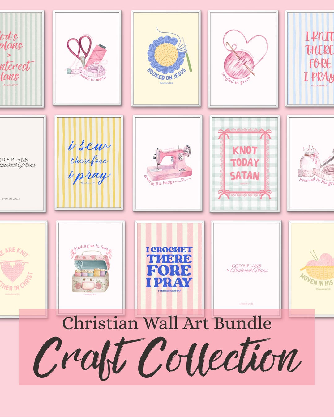 Christian Craft Poster Bundle - Crochet Knitting Sewing Scripture Wall ...
