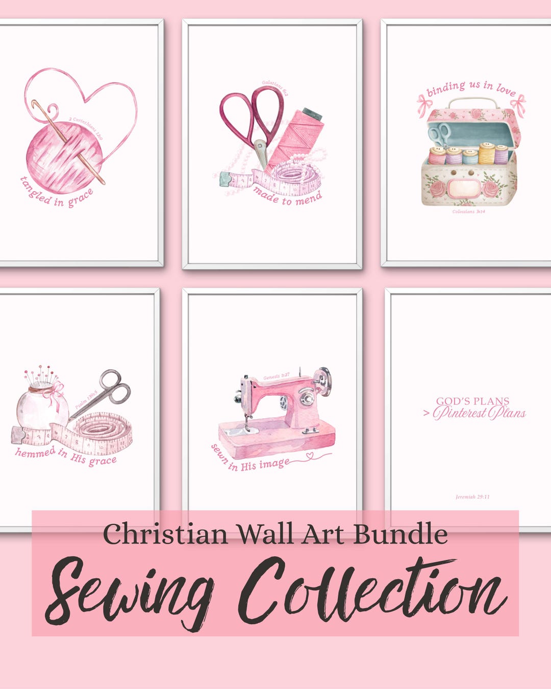 Christian Sewing Room Decor: Bible Verse Art Prints Bundle (digital ...