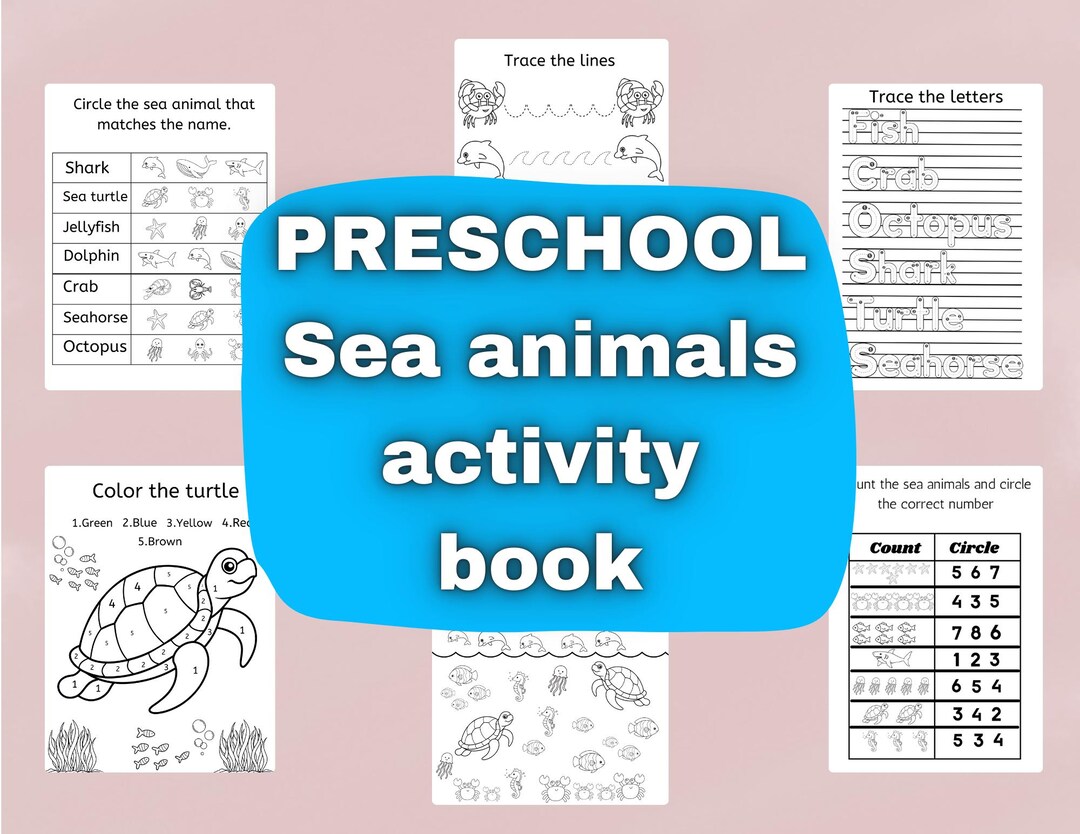 Sea Animals Activity Book – Preschool Learning (digital PDF) - Etsy