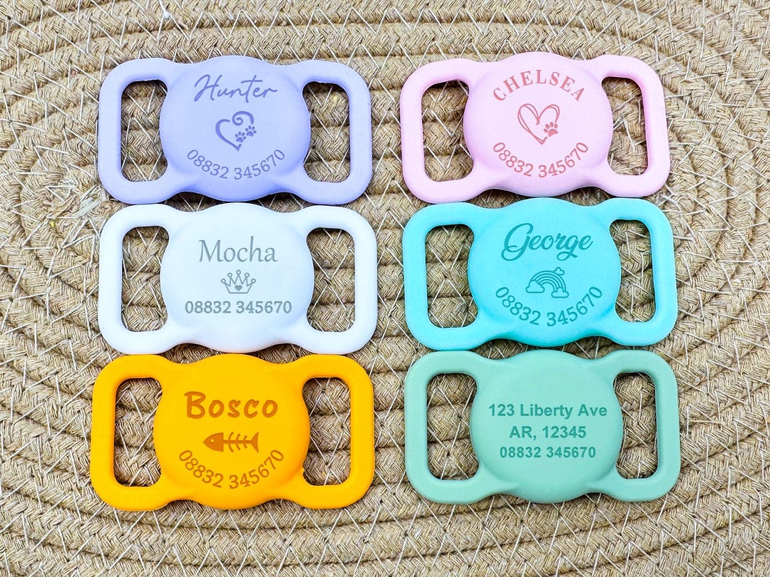 Silicone Silent Air Tag Case,dog AirTag Collar Holder,slide on Dog Name ...