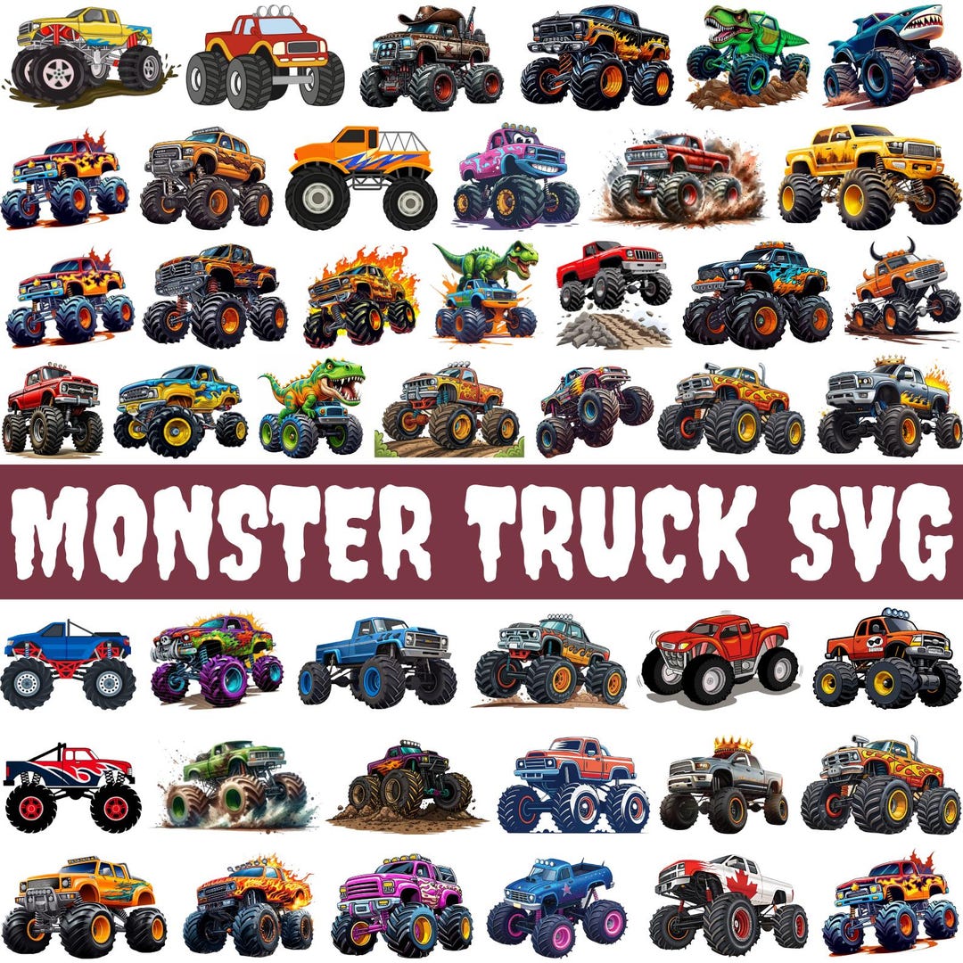 Monster Truck Clipart Bundle Png, Extreme Offroad Vehicle Clipart ...