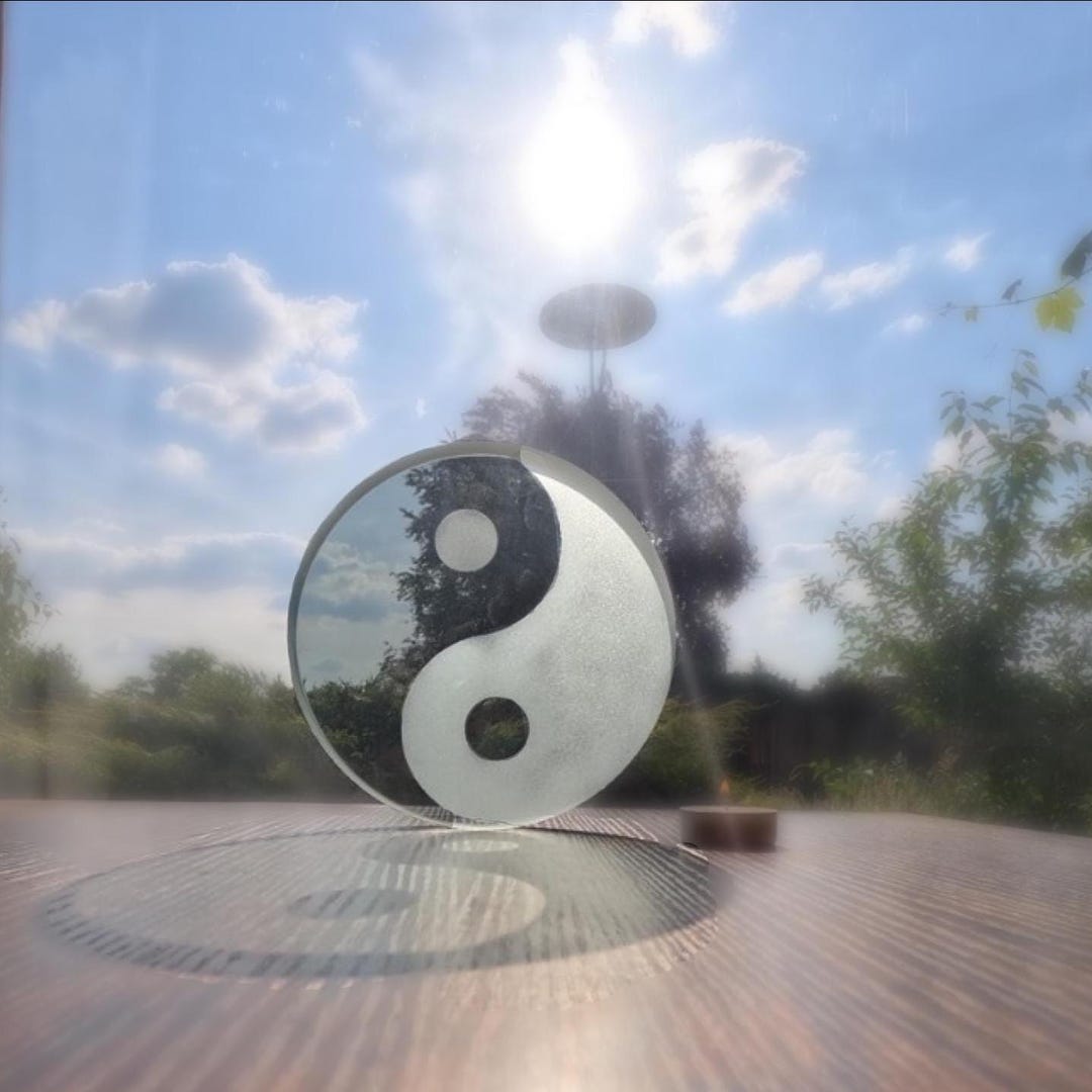 Sandblasted Yin Yang Glass Disc – 25mm Thick Float Glass | Zen Decor ...