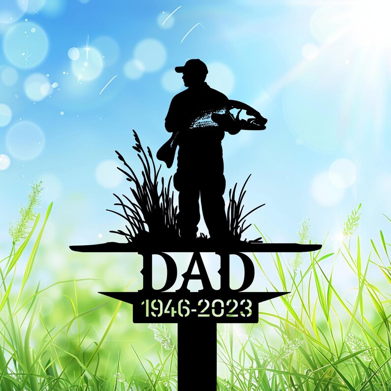 Personalized Fisherman Grave Marker With Bass, Custom Memorial Garden ...