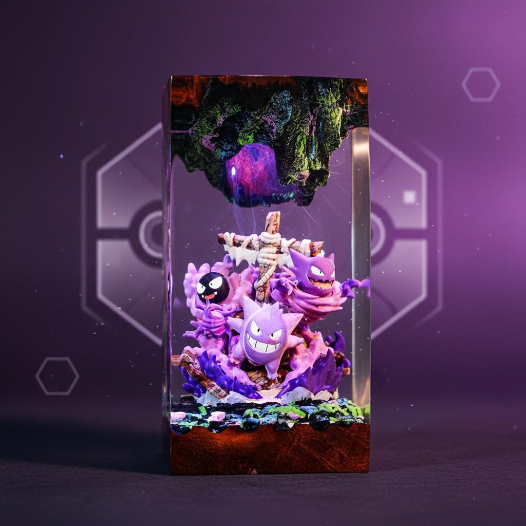 Ghost Evolution Resin Diorama Lamp, Custom Pok3mo.n Desk Decor, Unique ...