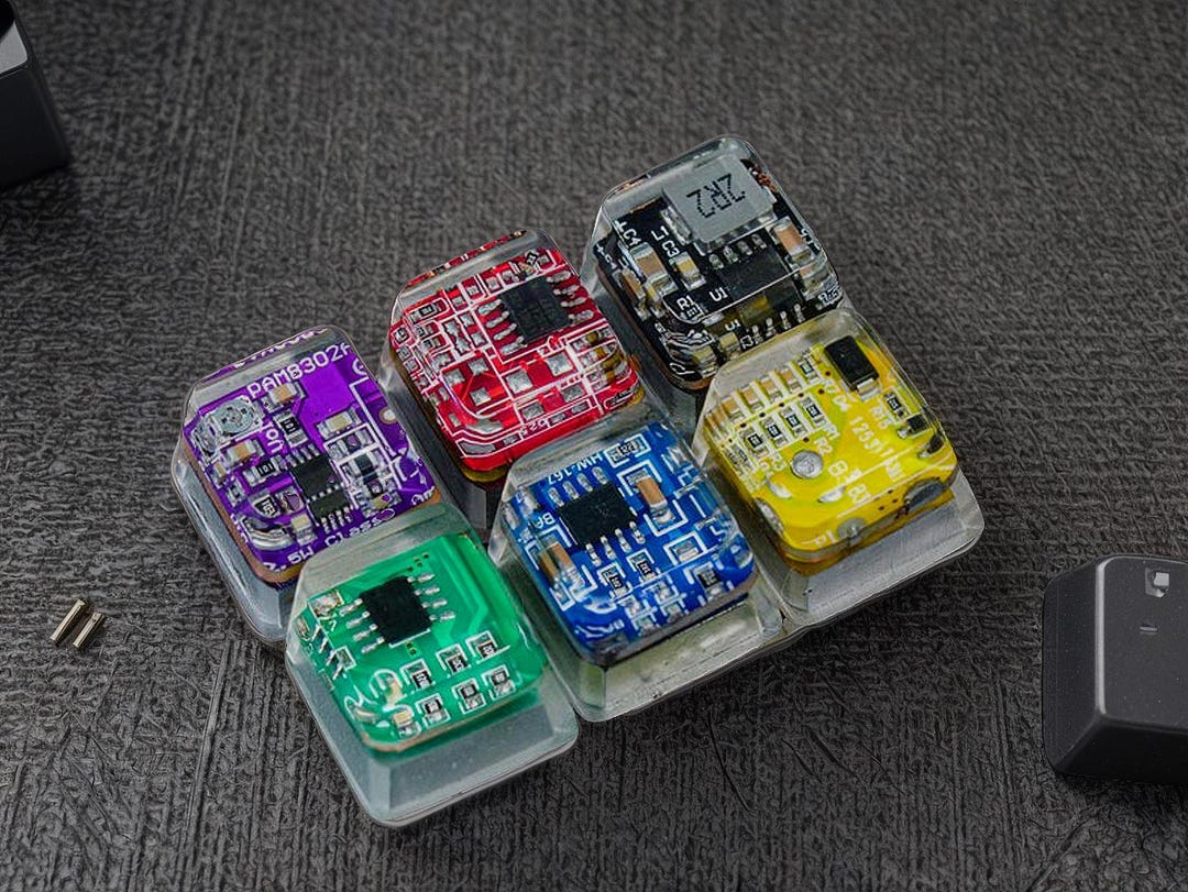 Recycled Circuit Board Keycap - Transparent Eco-friendly Resin Artisan ...