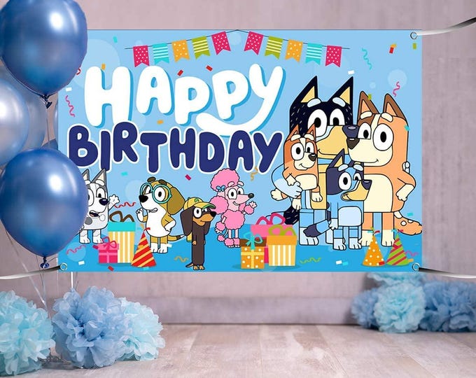 Bluey Birthday Backdrop Sign, Bluey Birthday Banner Template, Party ...