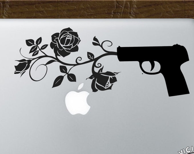 9mm Gun Shooting Roses .40 Handgun Vinyl Decal Stickers (multiple ...