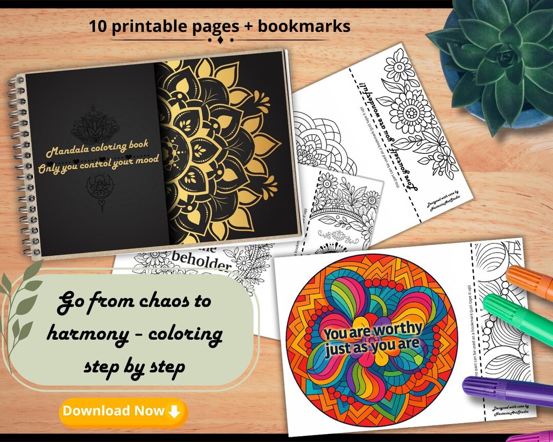 Floral Mandala Coloring Page With Bonus Bookmark – Mindful Art for ...