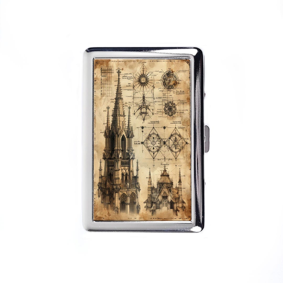 Gothic Architecture Manuscript Cigarette Case Vintage Metal Box Wallet ...