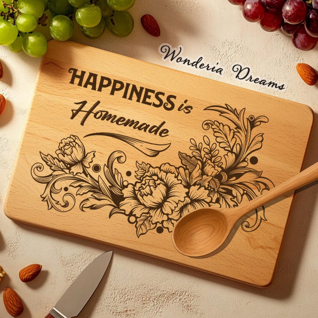 Floral Charcuterie Board SVG: Laser Engraved Cutting Board File - Etsy