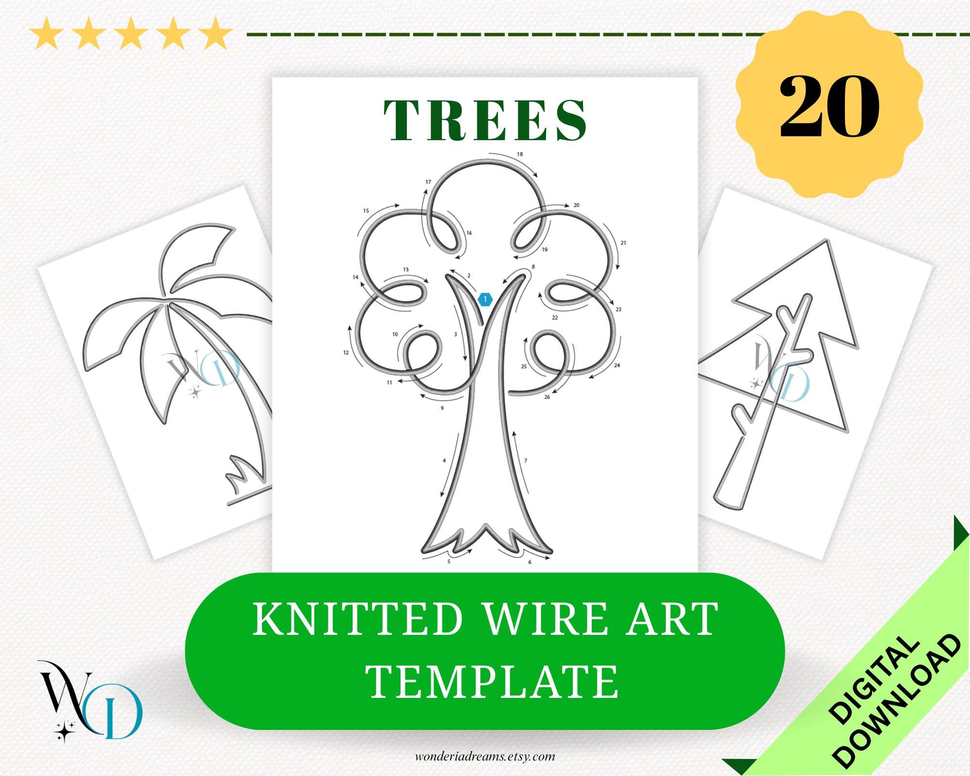 Knitted Wire Tree Templates: DIY Wire Art Patterns (PDF Download A4/AI ...