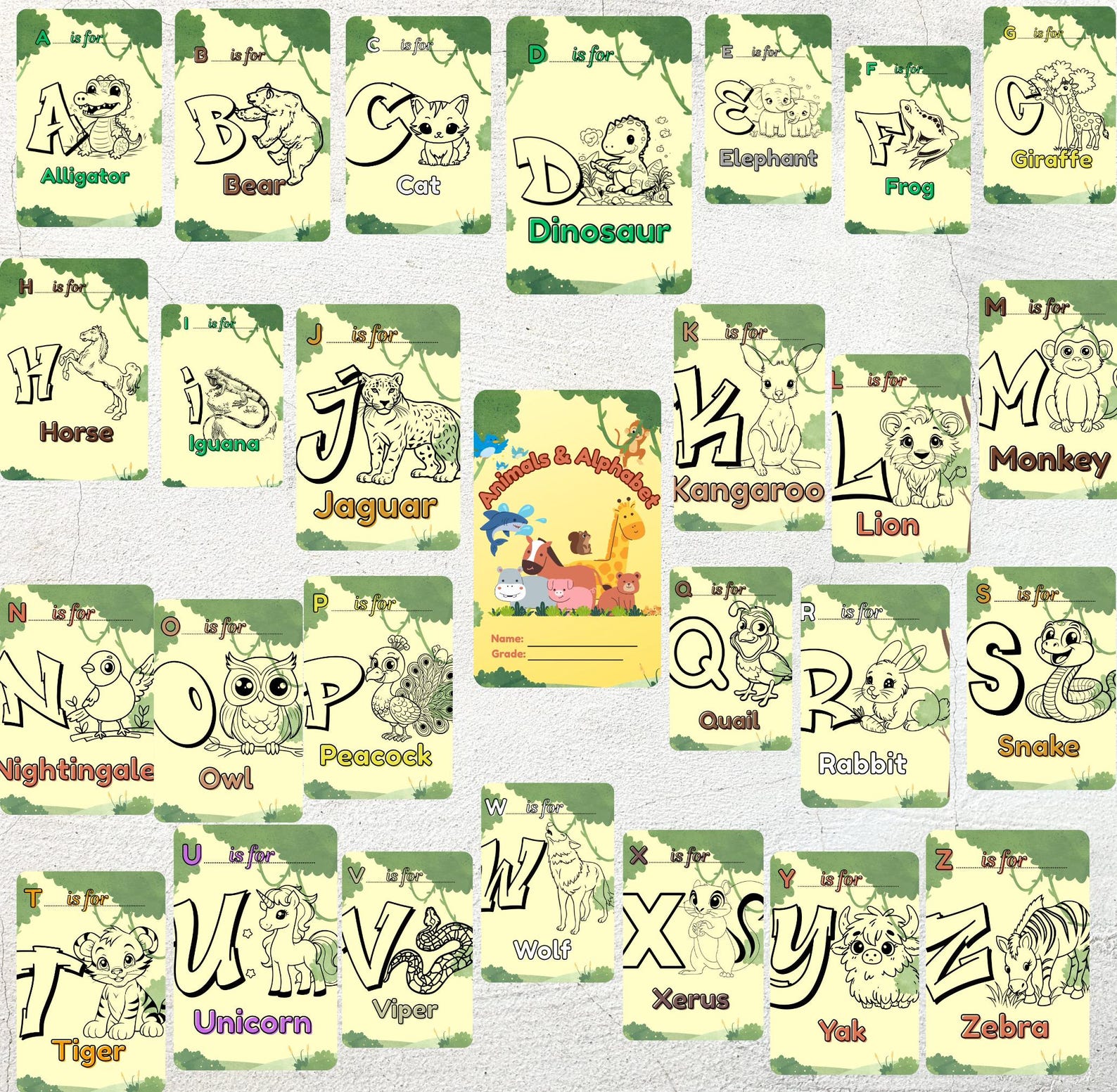 Printable Animals and ABC Coloring Book, 28 Pages ABC Coloring Book ...