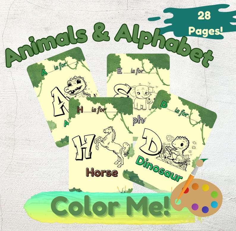 Printable Animals and ABC Coloring Book, 28 Pages ABC Coloring Book ...