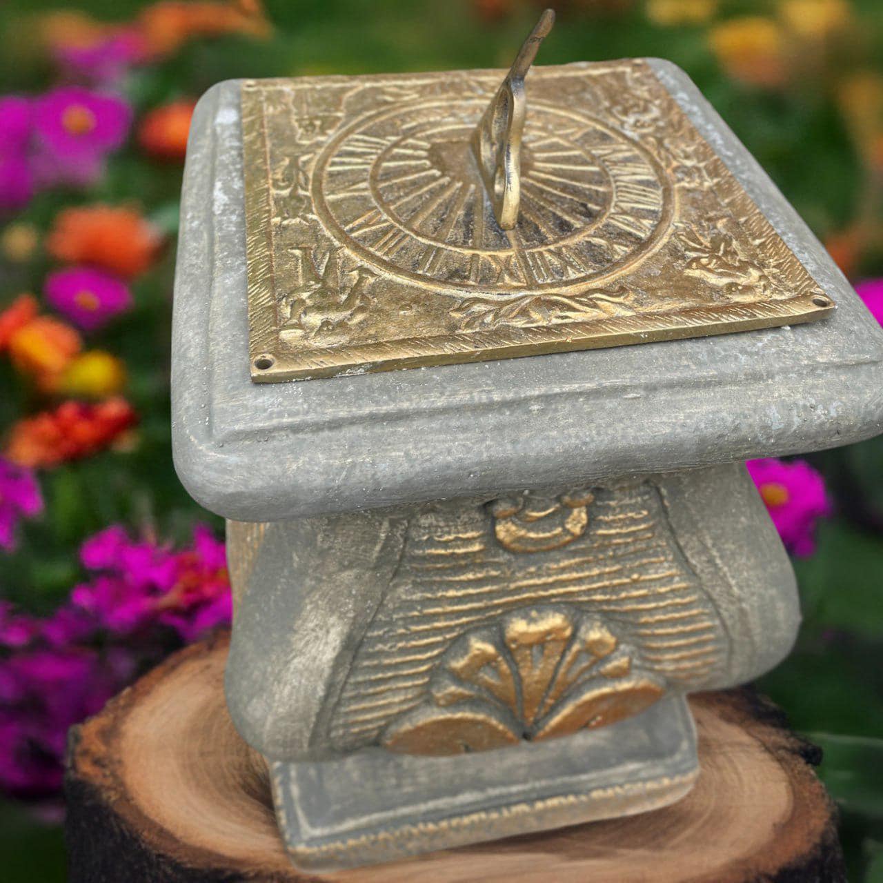 Concrete Sundial Pedestal Statue Stone Garden Timepiece Outdoor ...