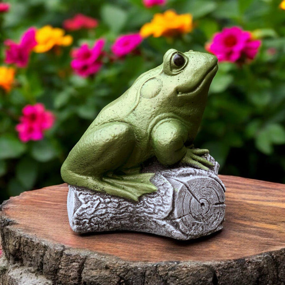 Concrete Frog Statue Green Toad Figurine Stone Frog Sculpture Cement ...