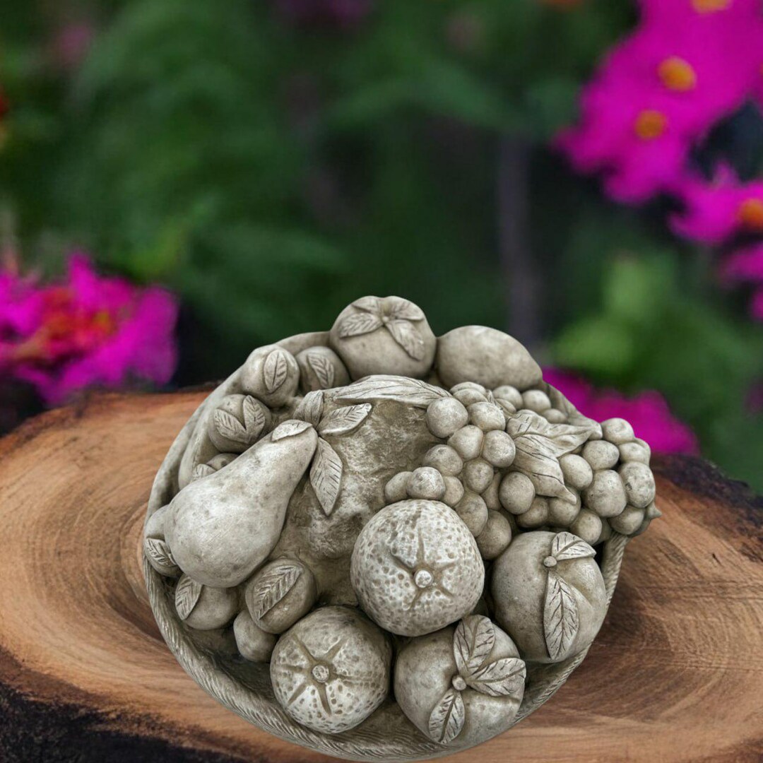 Concrete Fruit Bowl Statue Stone Fruit Plate Figurine Kitchen Decor ...