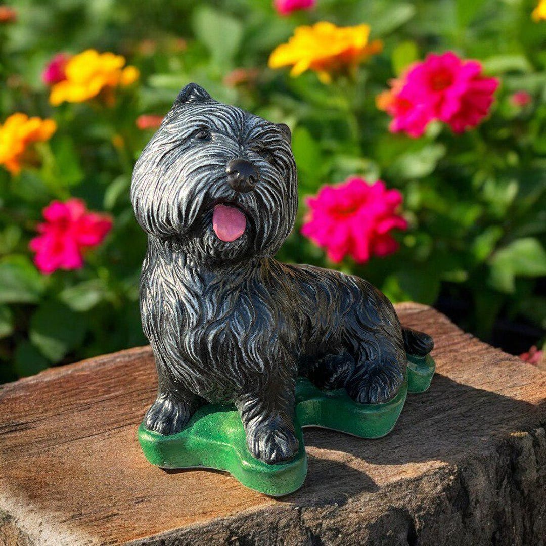 Concrete Yorkshire Terrier Statue Yorkie Dog Figurine Stone Westie ...