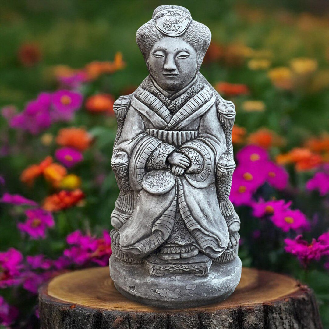 Concrete Geisha Statue Japanese Woman Figurine Stone Oriental Sculpture ...