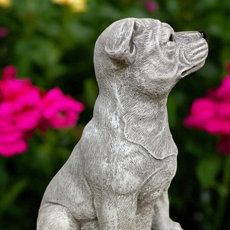 Concrete Pitbull Statue Stone Guardian Boxer Figurine Garden ...