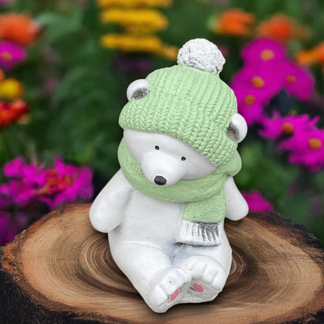 Sitting Teddy Statue Concrete Bear in a Hat Sculpture Stone Teddy Bear ...