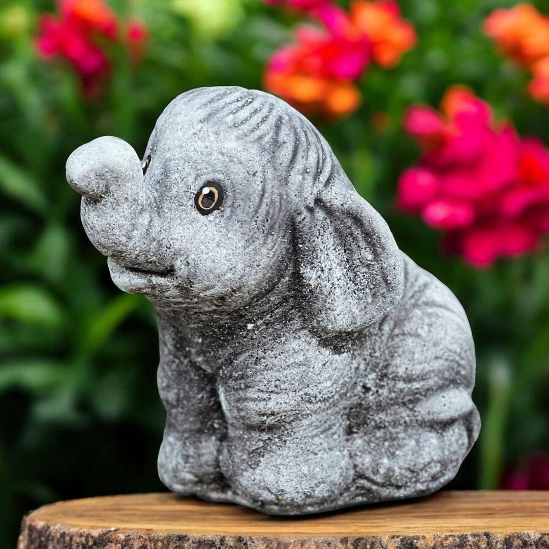 Cute Baby Elephant Sculpture Concrete Elephant Statue Outdoor Animal ...