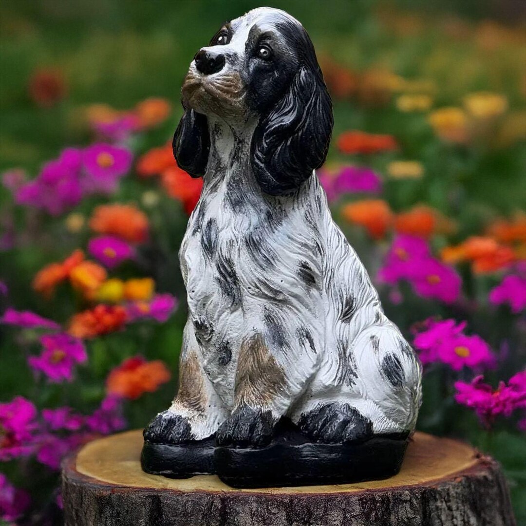 Custom Painted Spaniel Statue Personalized Dog Memorial Concrete Pet ...
