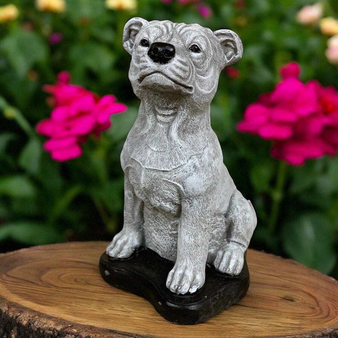 Concrete Pitbull Statue Stone Guardian Boxer Figurine Garden ...
