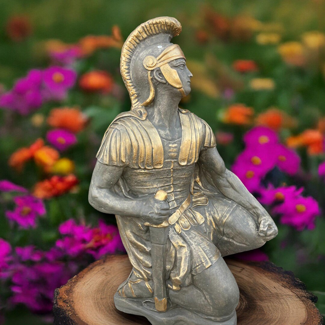 Concrete Warrior Sculpture Stone Medieval Soldier Statue Cement Sword ...