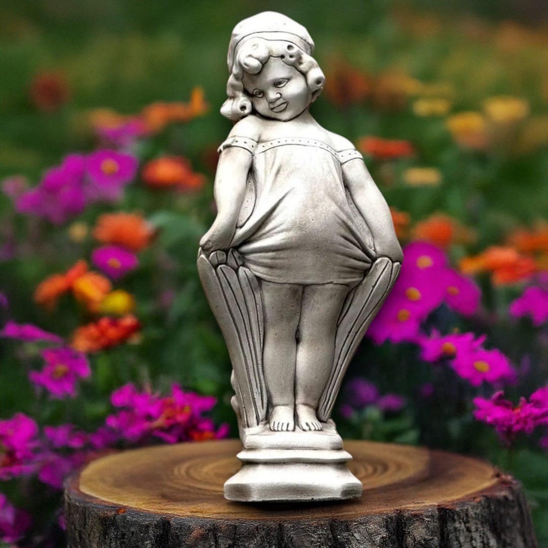 Concrete Girl Sculpture Outdor Girl Figurine Memorial Children Ornament ...