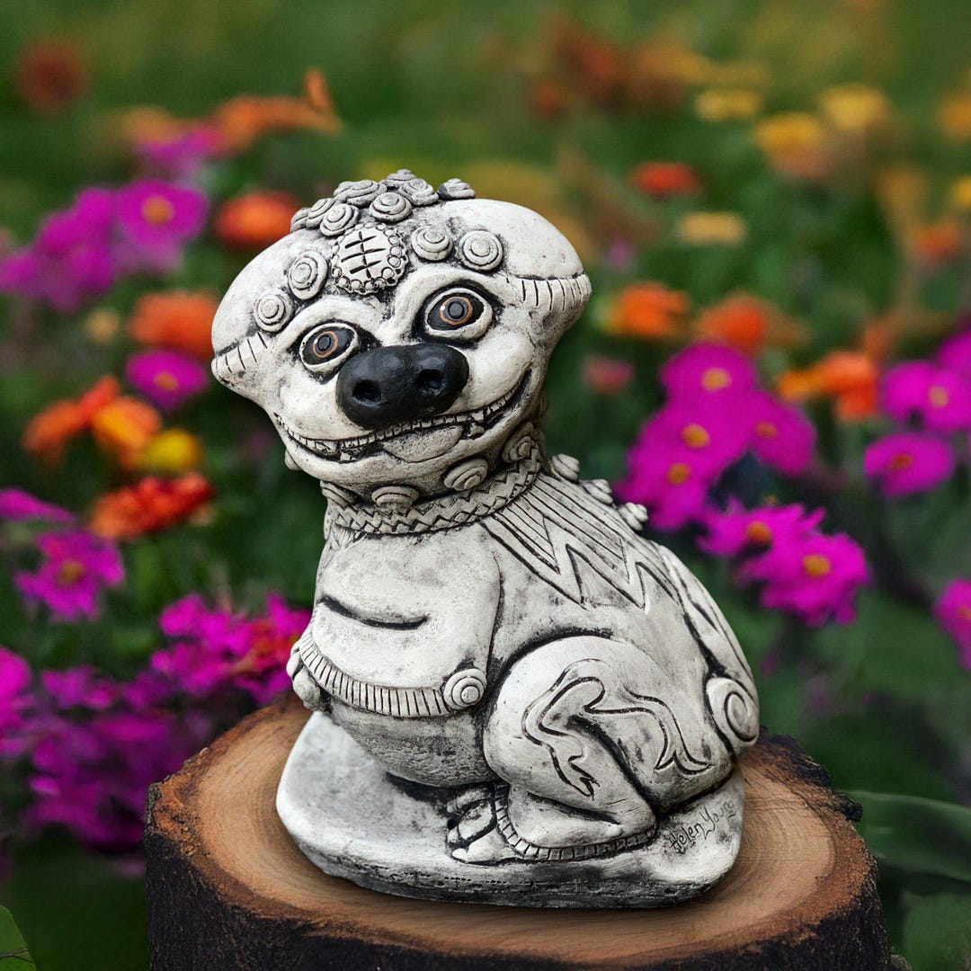Fantasy Foo Dog Statue Concrete Guardian Dog Sculpture Outdoor Lion ...