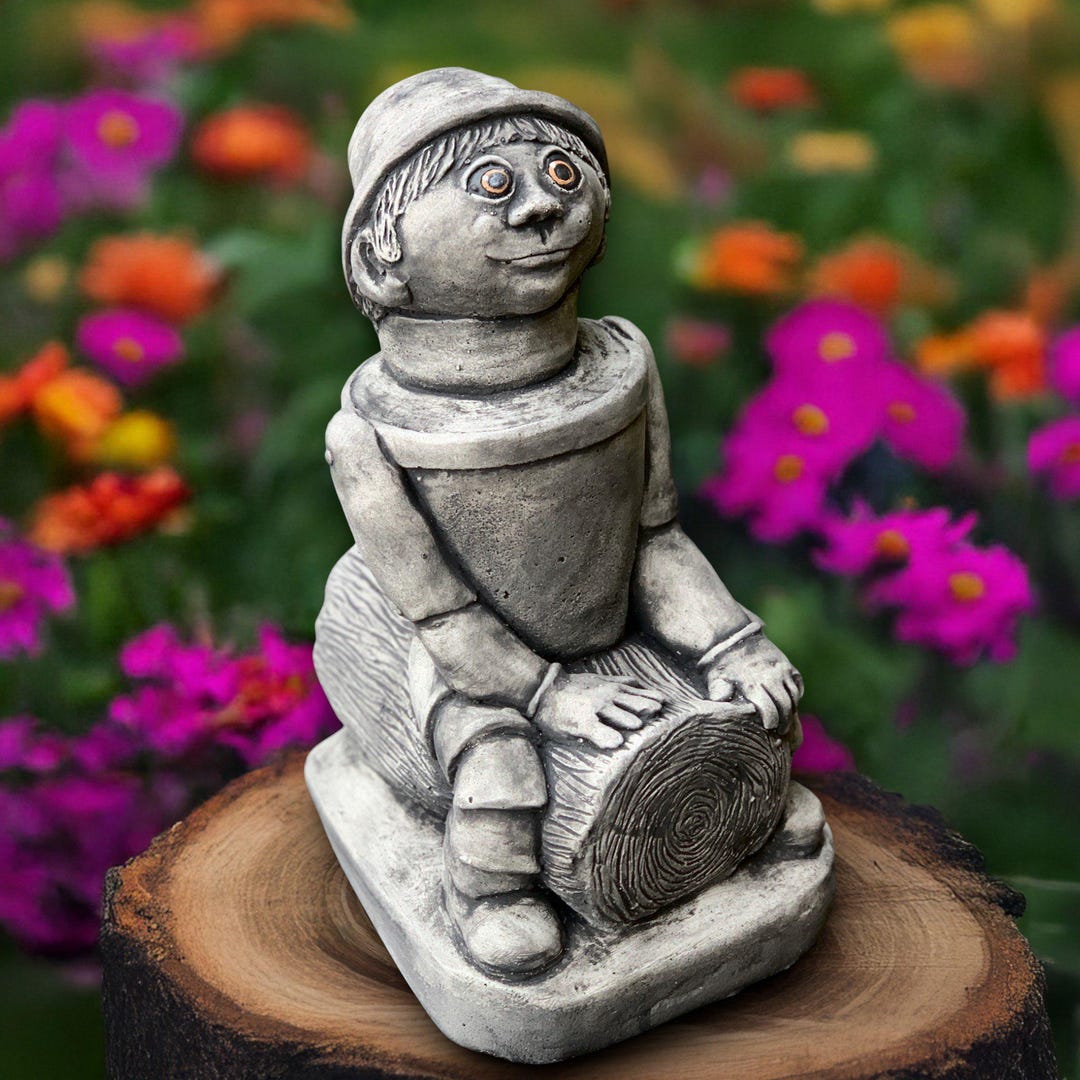 Stone Children Sculpture Concrete Boy Drummer Statue Outdoor Boy ...