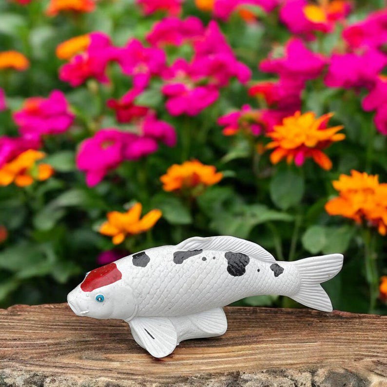 Concrete Koi Fish Statue Stone Garden Carp Sculpture Cement Pond ...