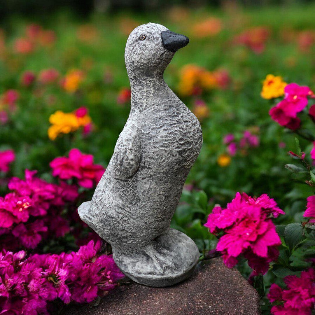 Concrete Gosling Statue Stone Goose Figurine Garden Bird Sculpture ...