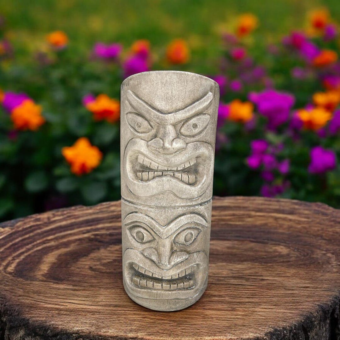 Concrete Tiki Statue Stone Totem Pole Sculpture Polynesian Garden Art ...
