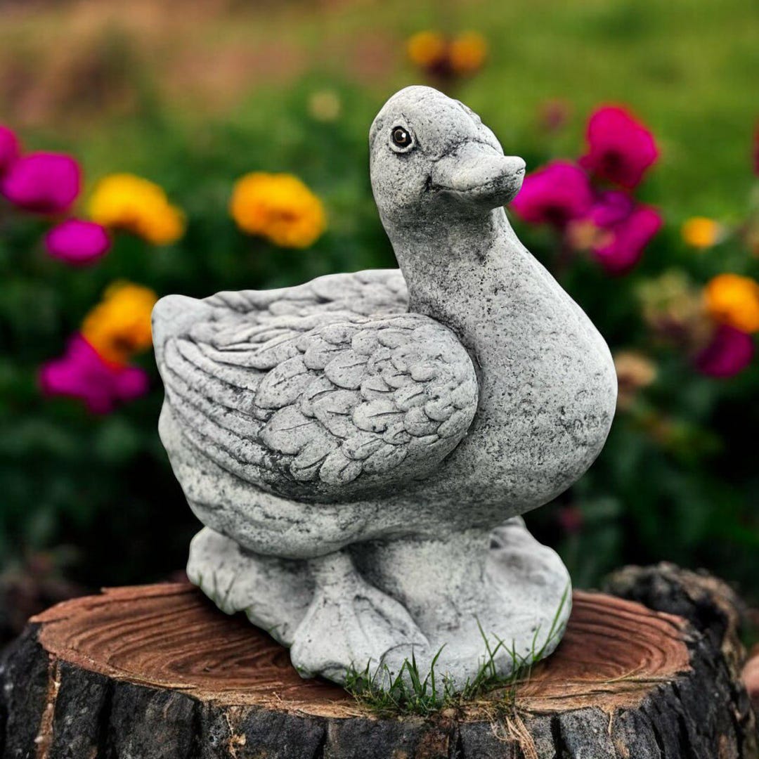 Concrete Duck Statue Stone Bird Figurine Cement Farmhouse Decor Outdoor ...