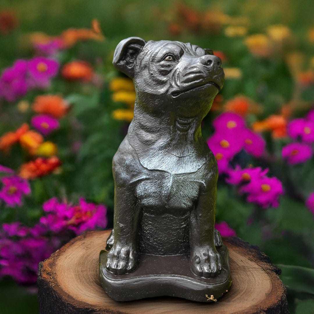 Garden Pitbull Statue Concrete Dog Figure Outdoor Guardian Boxer Decor ...