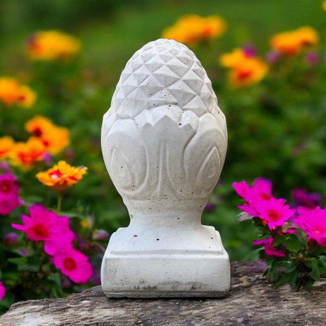 Concrete Pineapple Finial Statue Stone Pine Cone Ornament Cement Garden ...