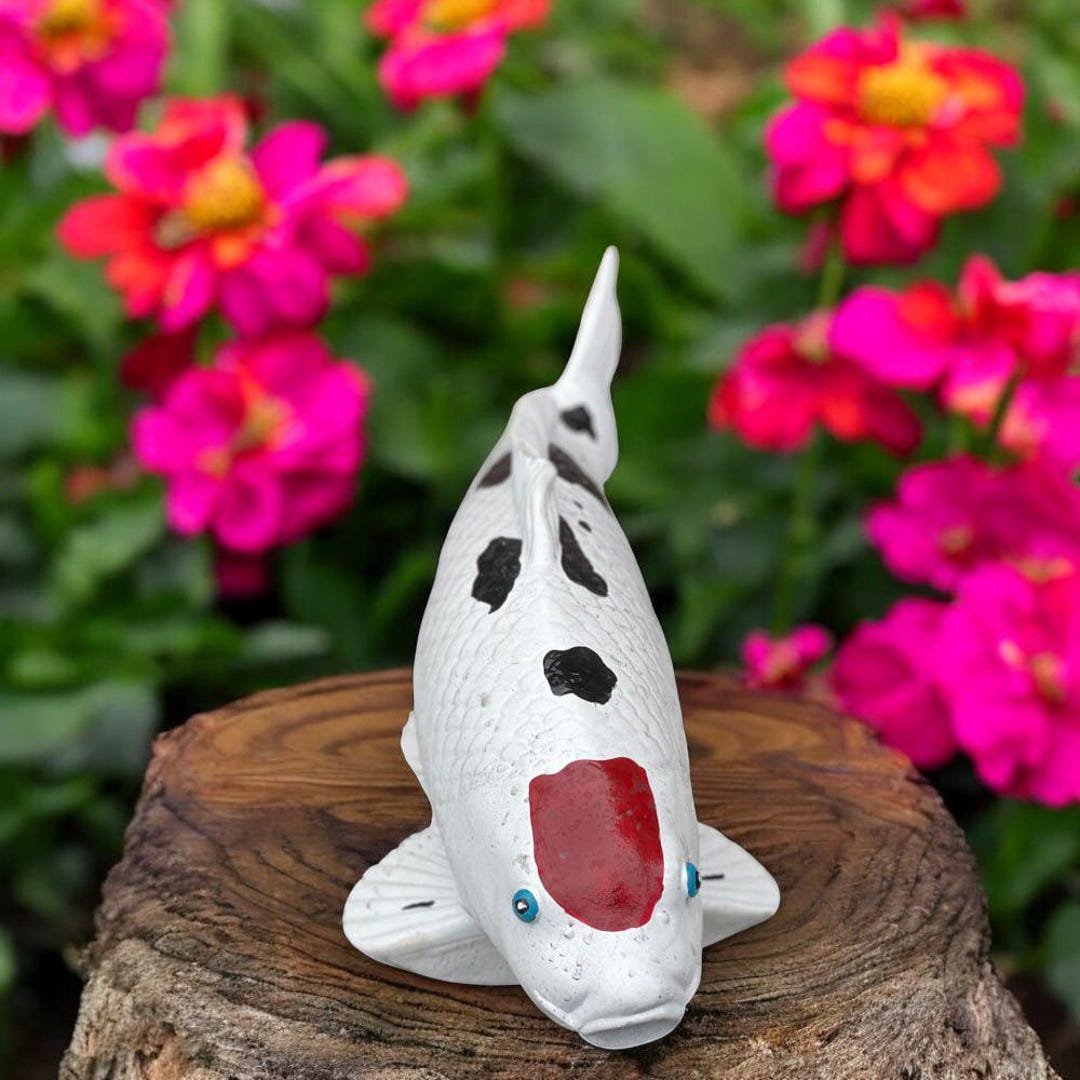 Concrete Koi Fish Statue Stone Garden Carp Sculpture Cement Pond ...