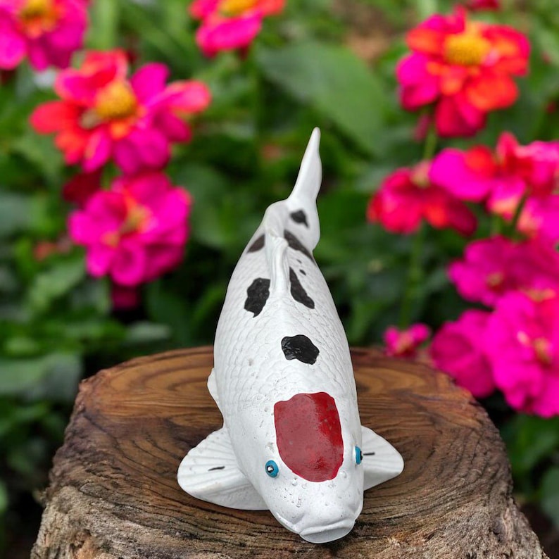 Concrete Koi Fish Statue Stone Garden Carp Sculpture Cement Pond ...