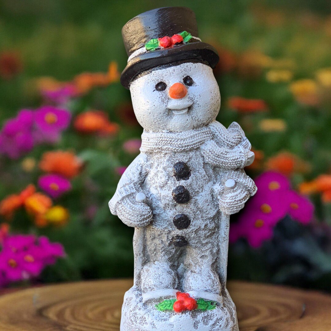 Outdoor Snowman Sculpture Concrete Snowman Figurine Cement Winter ...