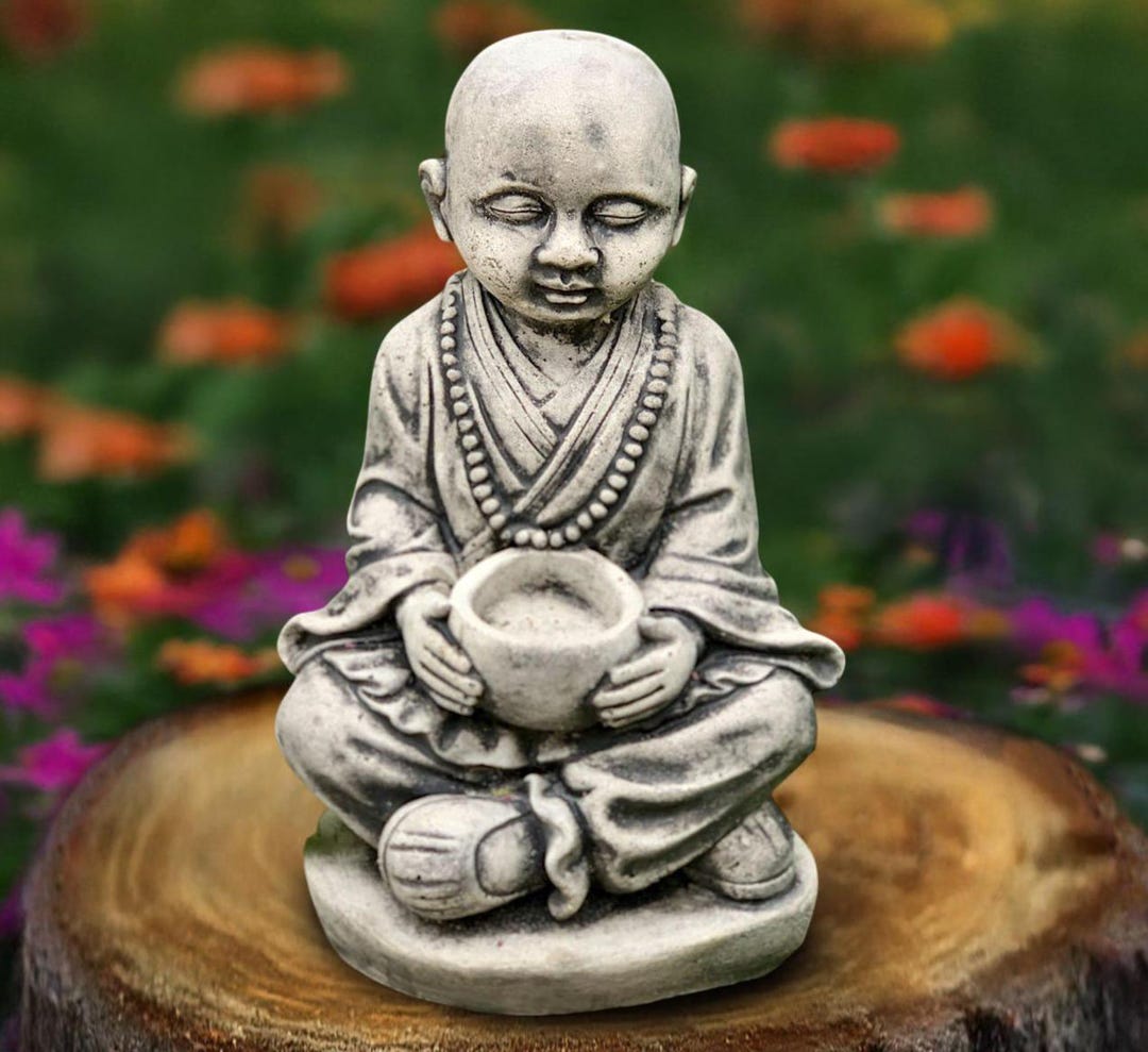 Concrete Boy With Pot Sculpture Stone Meditation Buddha Statue Cement ...